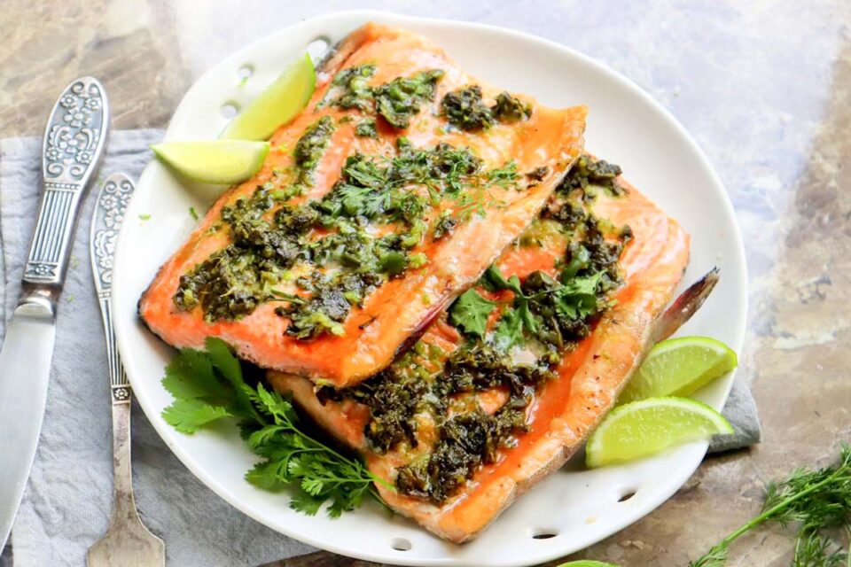 Cilantro Lime Baked Salmon - Simply Low Cal