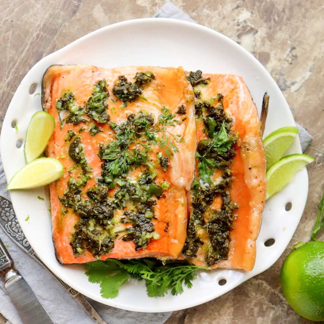 Cilantro Lime Baked Salmon - Simply Low Cal