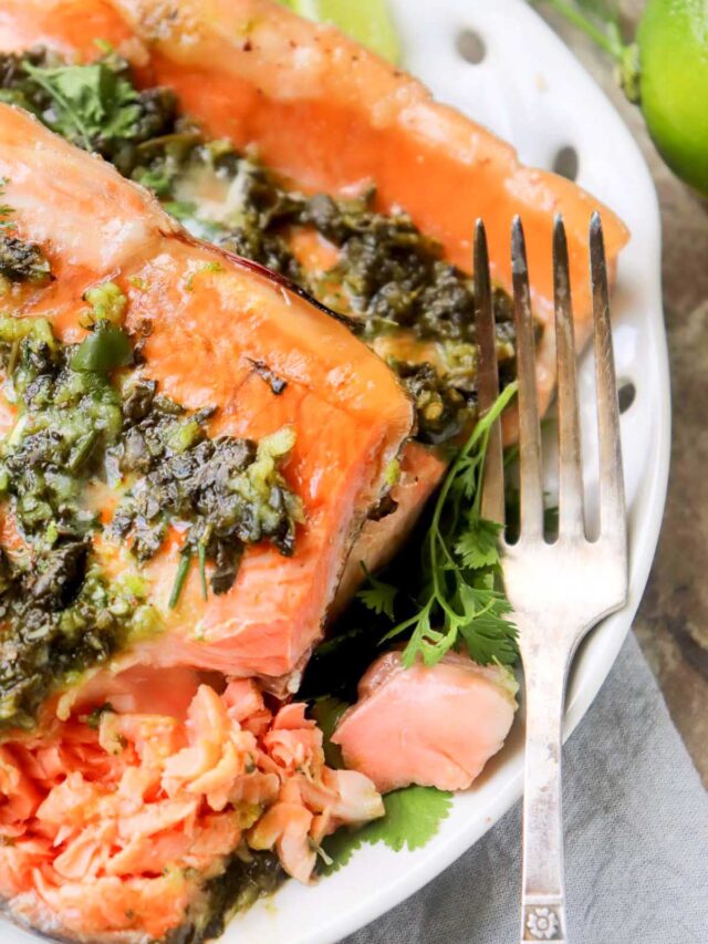 Cilantro Lime Baked Salmon Story - Simply Low Cal